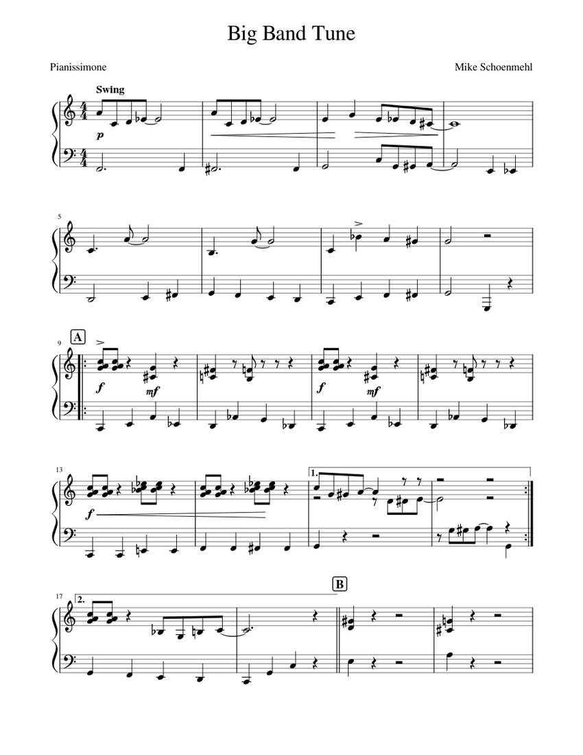 Big_Band_Tune Sheet music for Piano (Solo) | Musescore.com