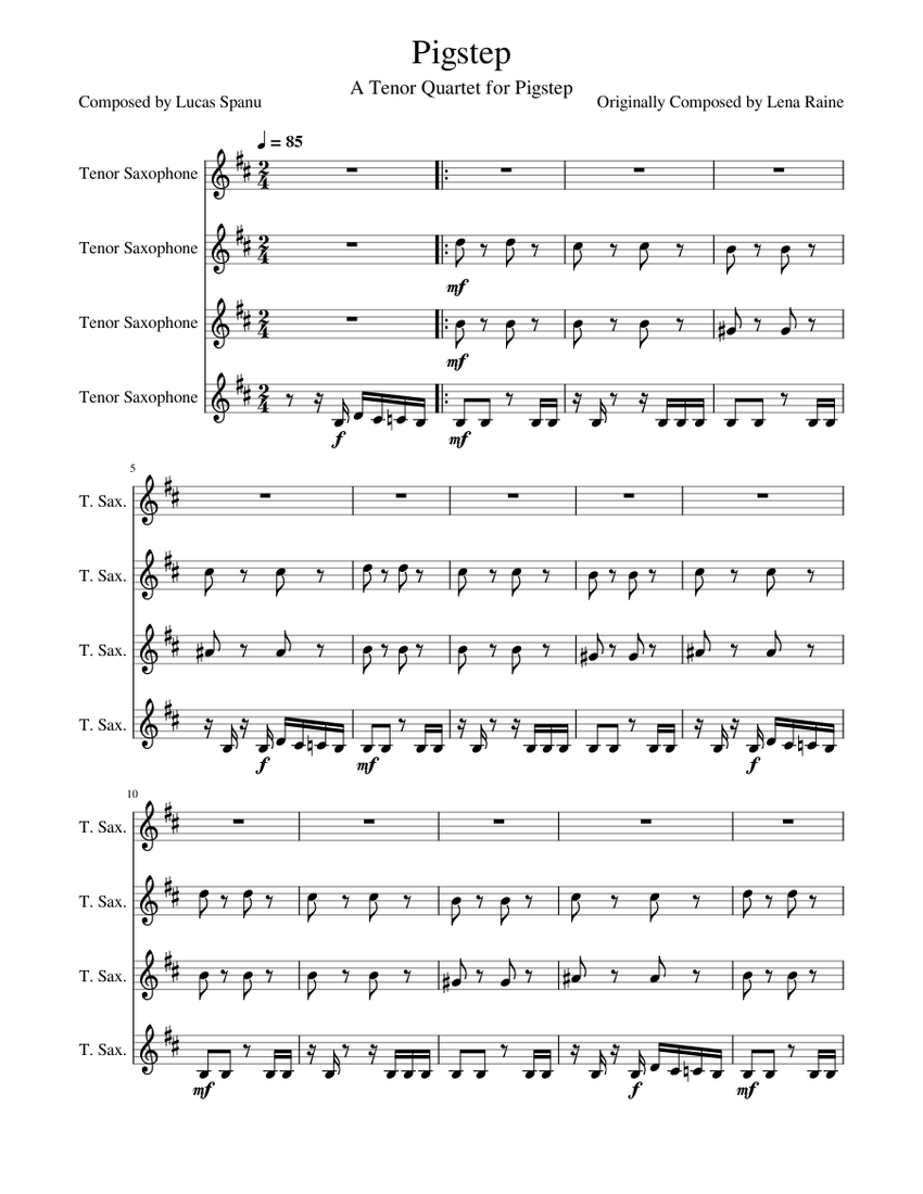 Pigstep (Cover) – Tenor Quartet - Lucas Spanu Sheet music for Saxophone ...