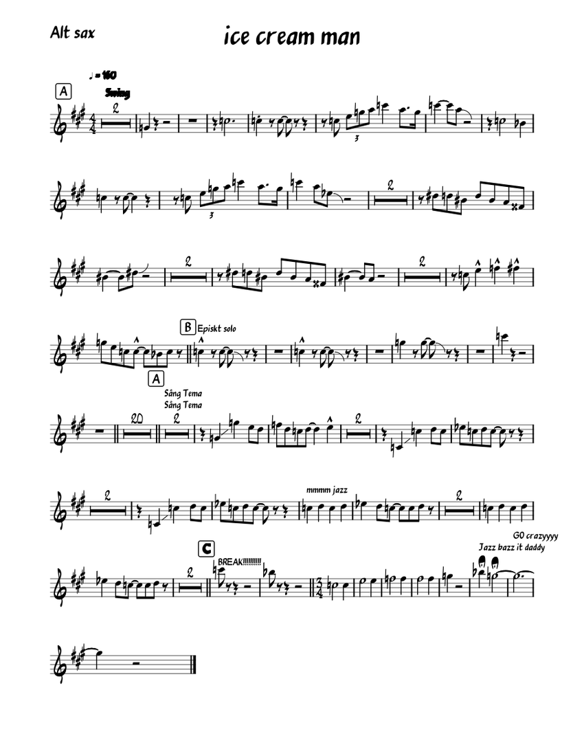 ice cream man-Alt-sax Sheet Music for Saxophone alto (Solo) | MuseScore.com