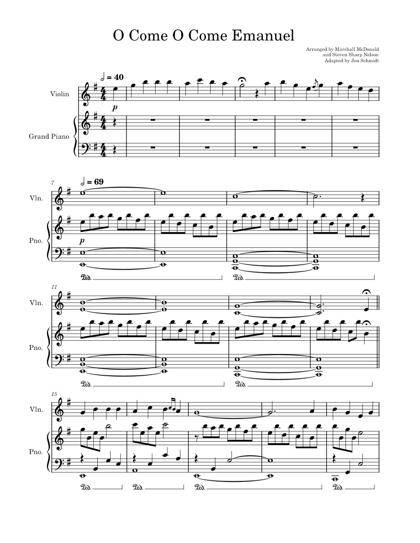 O Come O Come Emanuel – The Piano Guys Sheet Music for Piano, Violin ...
