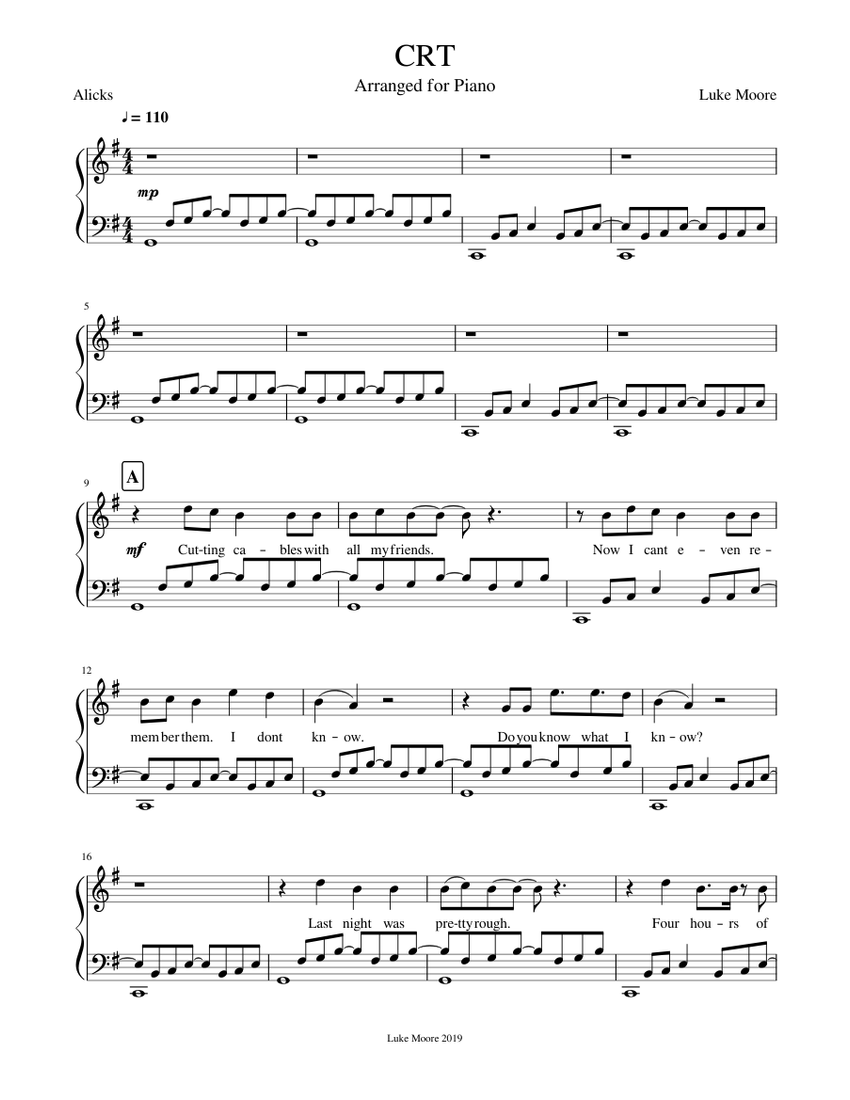 CRT- piano Sheet music for Piano (Piano Duo) | Musescore.com