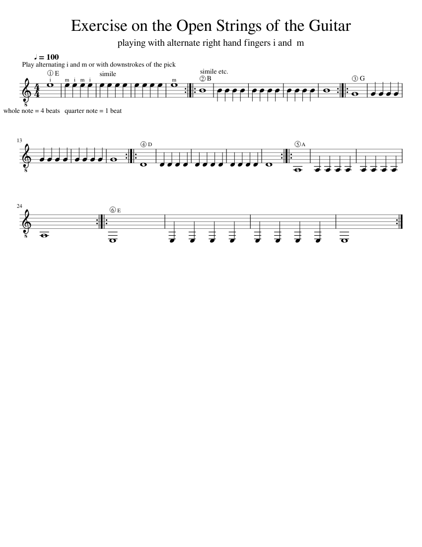 Exercise on the Open Strings of the Guitar/ Nicolai Tanev Sheet music ...