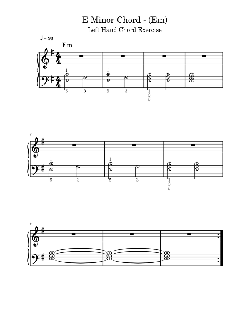 E Minor Chord - piano tutorial