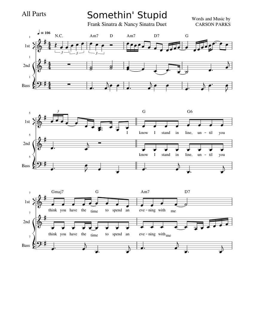 Something Stupid Sheet music for Accordion (Piano Trio) | Musescore.com