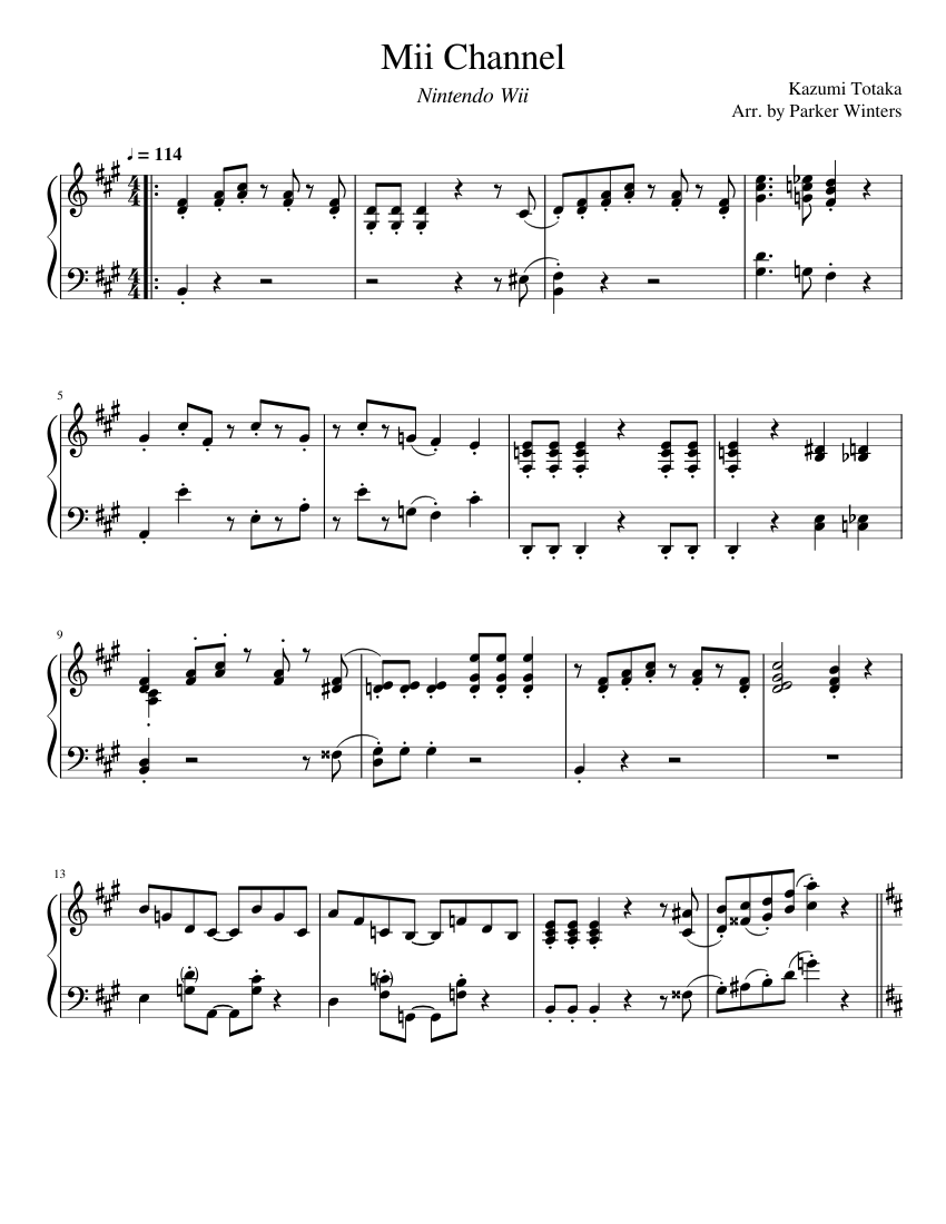 Mii Channel - Nintendo Wii Sheet music for Piano (Solo) | Musescore.com