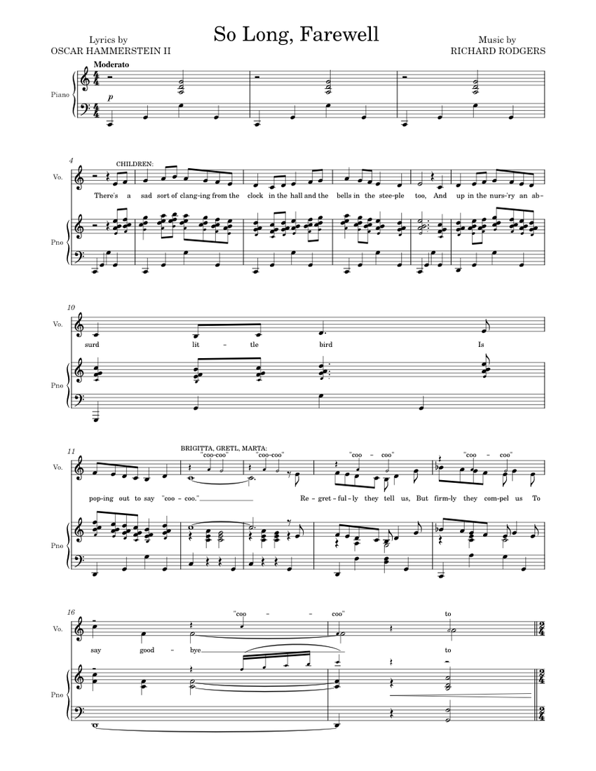So long farewell Sheet Music for Piano (String Ensemble) | MuseScore.com