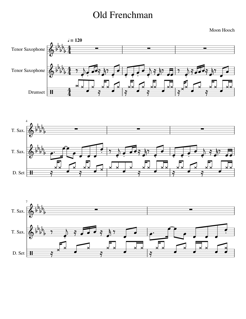 Old Frenchman Sheet music for Saxophone tenor, Drum group (Mixed Trio ...