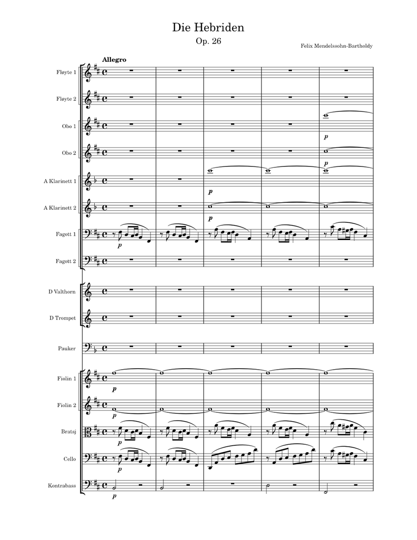 Die Hebriden, Op.26 – Felix Mendelssohn Sheet music for Flute, Oboe, Bassoon, Timpani & more ...