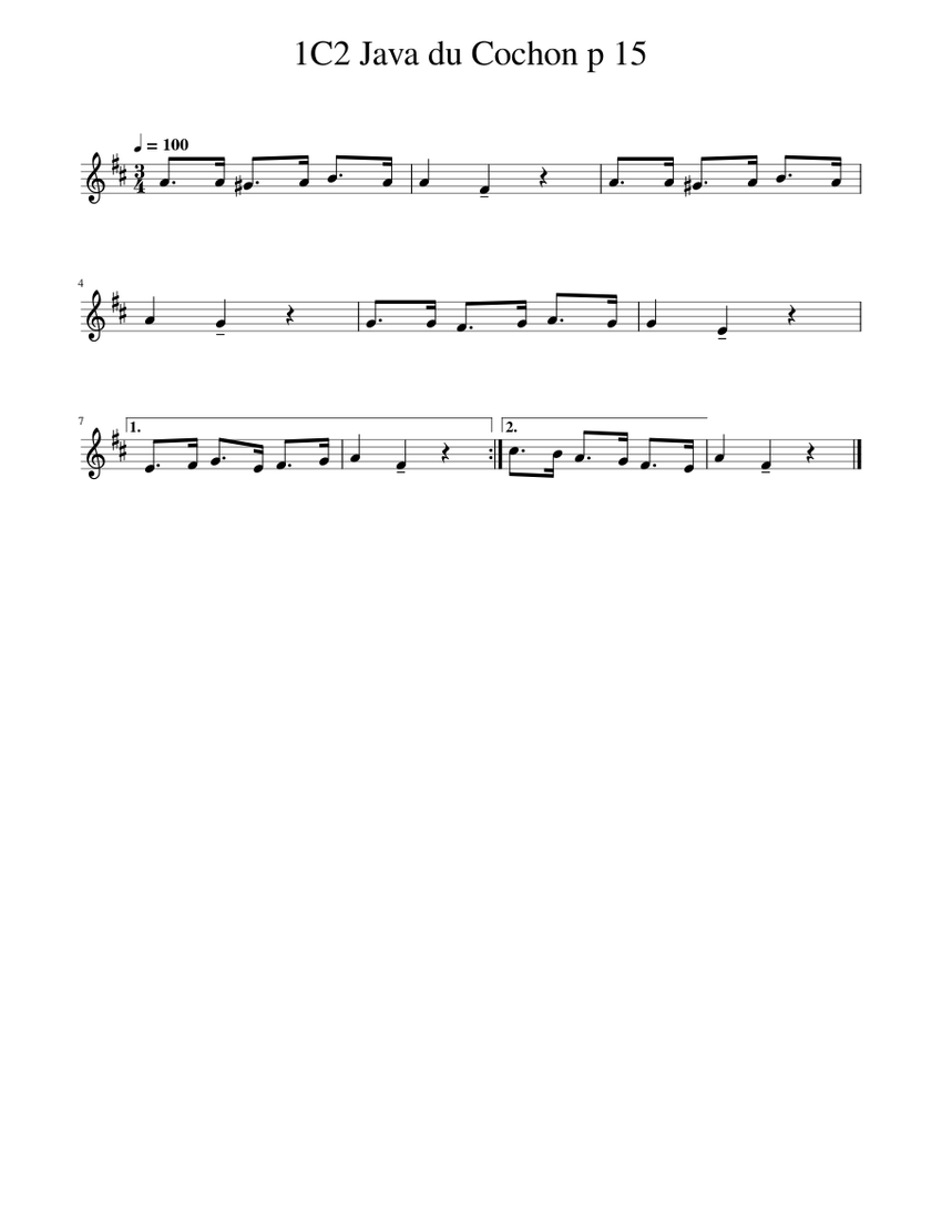 Java des Cochons 1C2 Java du Cochon p 15 Sheet music for Piano (Solo ...
