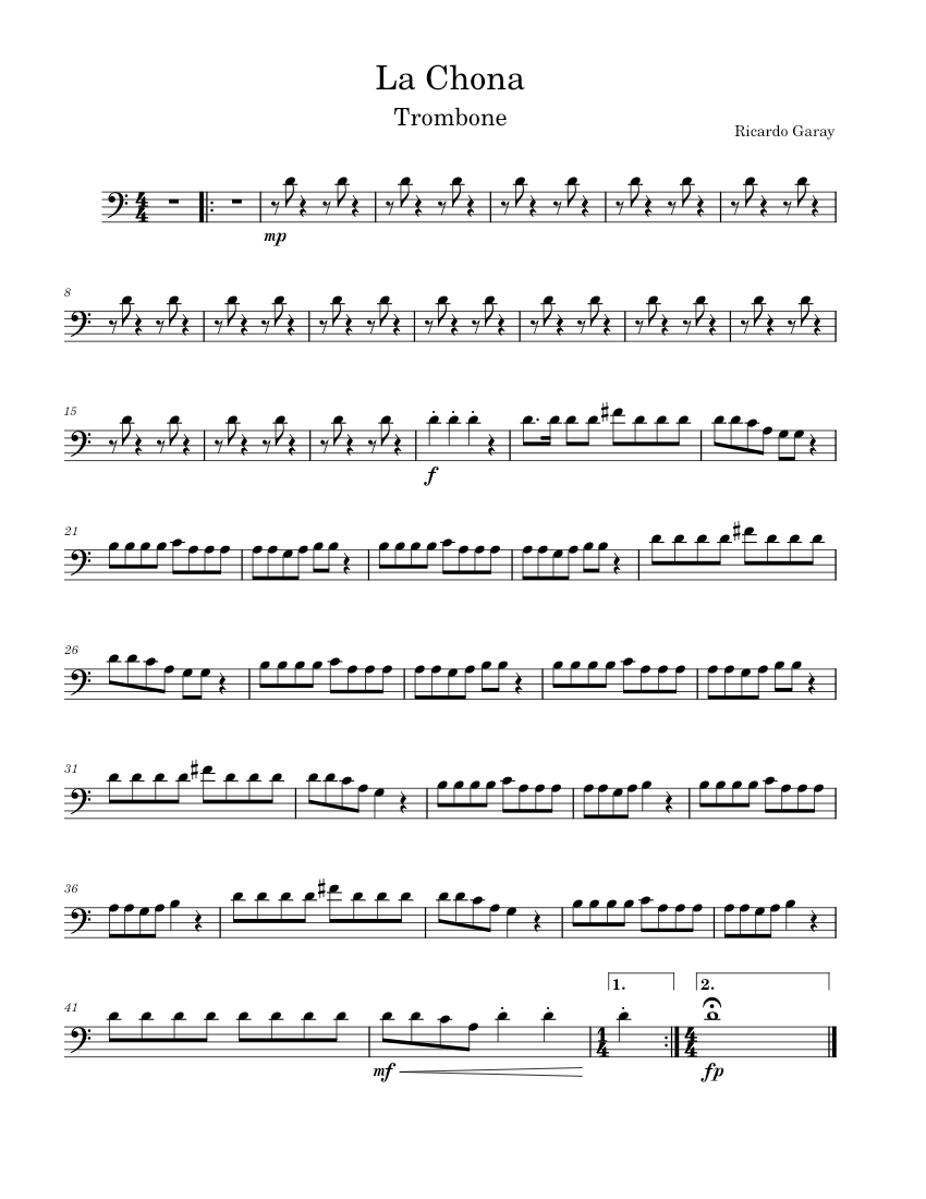 La chona – Los Tucanes de Tijuana La Chona – Trombone Sheet music for Trombone (Mixed Ensemble ...