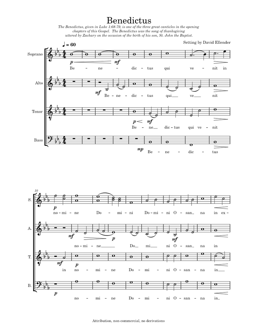 Benedictus - David Ellender Sheet music for Soprano, Alto, Tenor, Bass ...