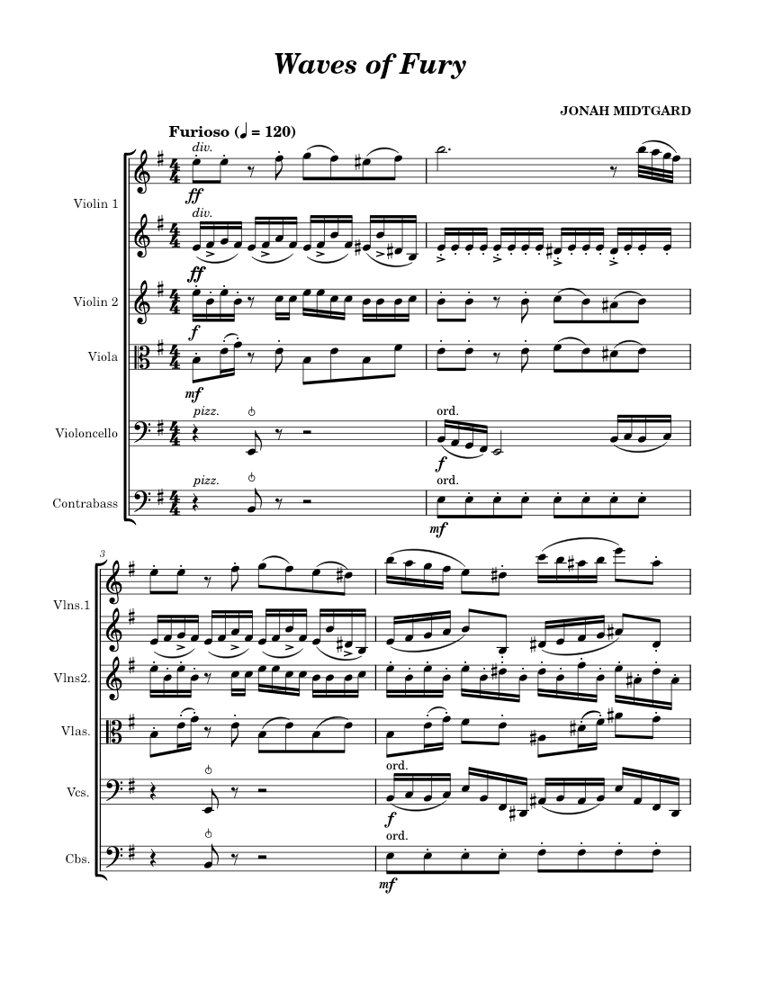 Waves of Fury Sheet music for Strings group (String Ensemble) | Musescore.com