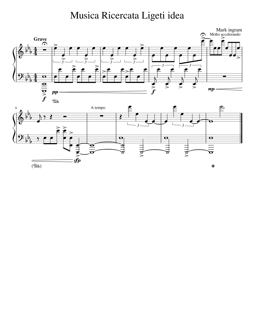 Musica Ricercata Sheet Music for Piano (Solo) easy | MuseScore.com