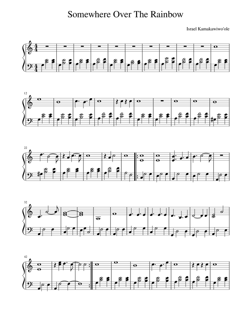 Somewhere Over The Rainbow Sheet music for Piano (Solo) Easy ...