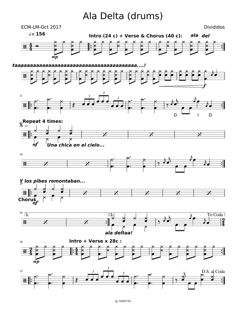 Ala Delta (drums) Sheet music for Drum group (Solo) | Musescore.com