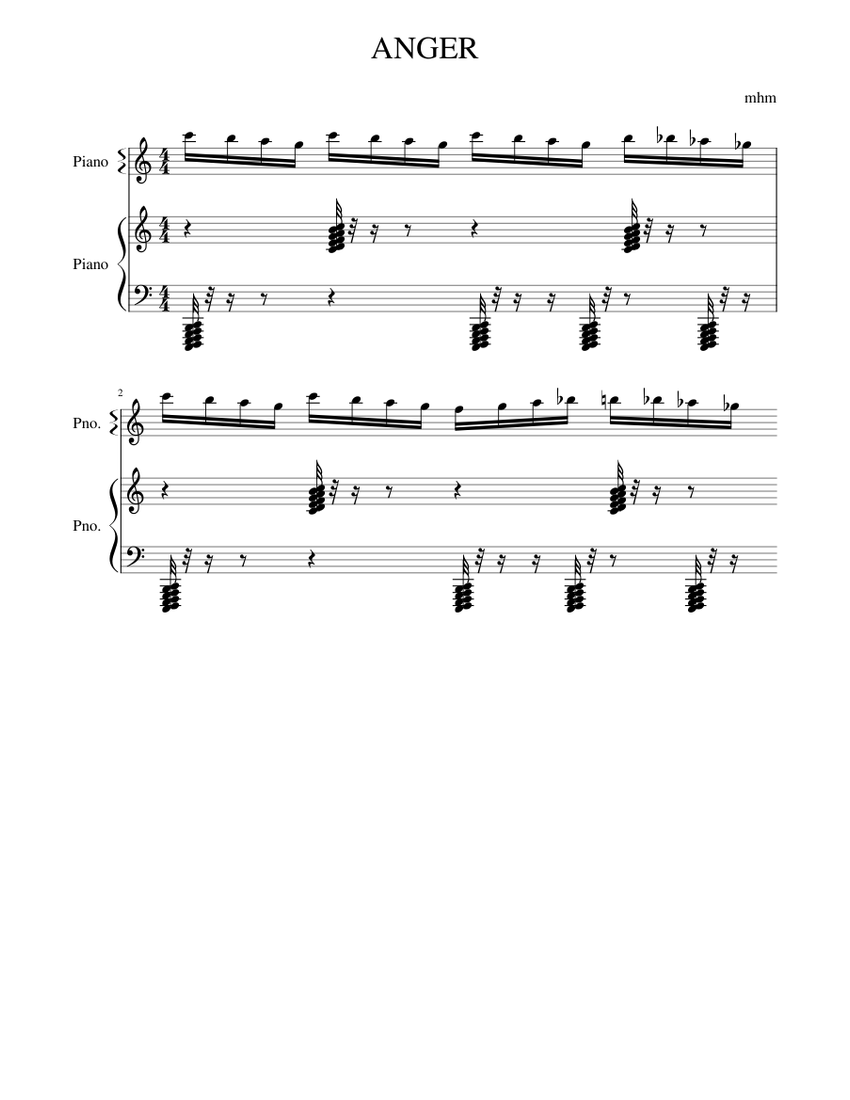 Anger Sheet music for Piano (Piano Duo) | Musescore.com