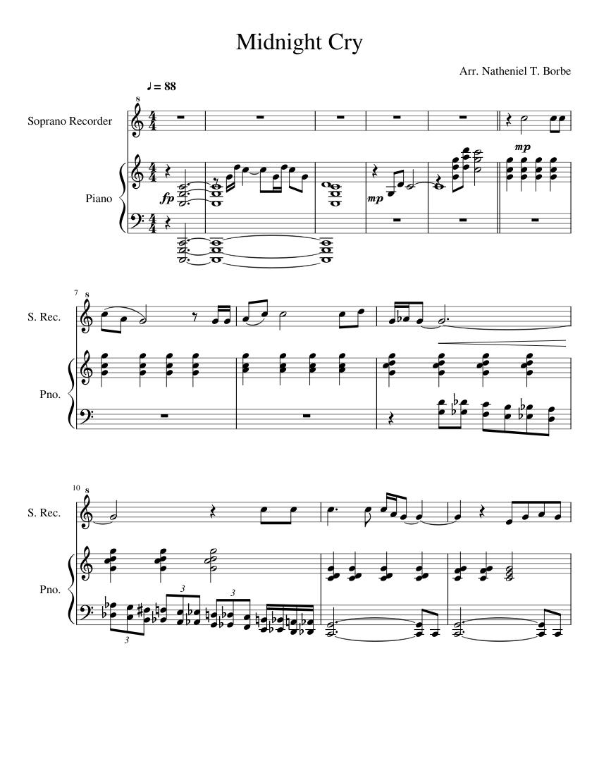 Midnight Cry Sheet Music for Piano, Recorder (Solo) | MuseScore.com