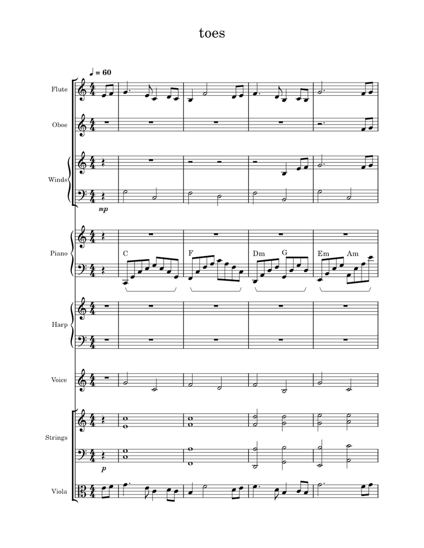toes Sheet music for Piano, Vocals, Flute, Oboe & more instruments ...