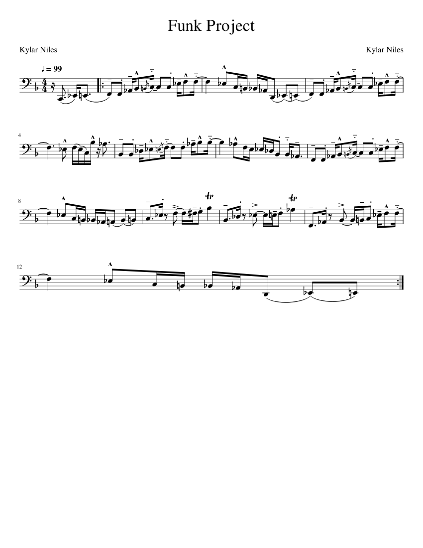 Funky Bass Line Sheet Music for Piano (Solo) Easy | MuseScore.com