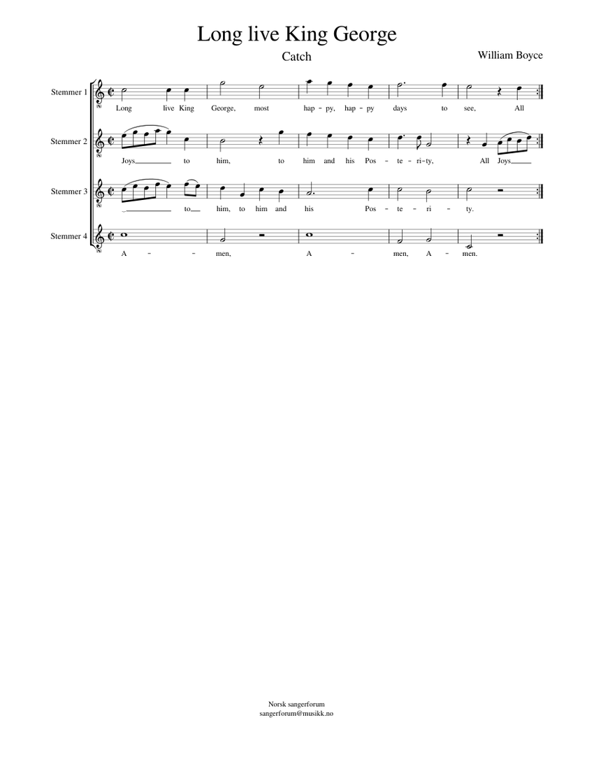 Long live King George Sheet music for Vocals (Choral) | Musescore.com