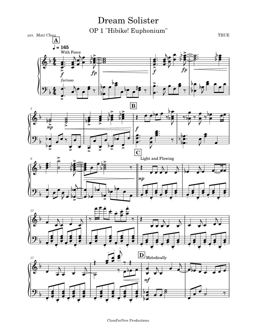 Dream Solister – Miho Karasawa and TRUE Sheet music for Piano (Solo ...