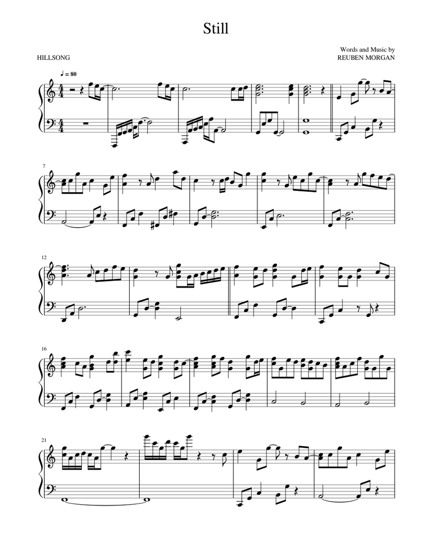 Still – Reuben Morgan Sheet Music for Piano (Solo) | MuseScore.com