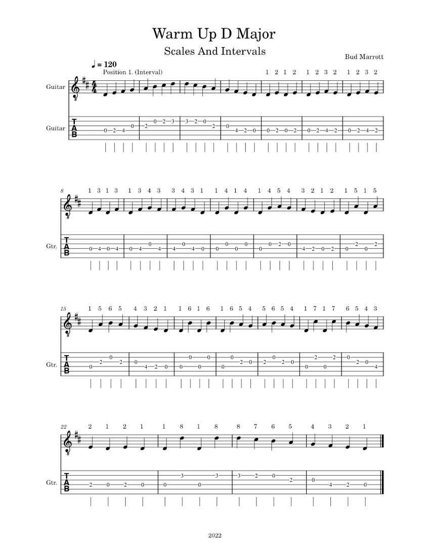 Warm Up D Major Pos1 - piano tutorial