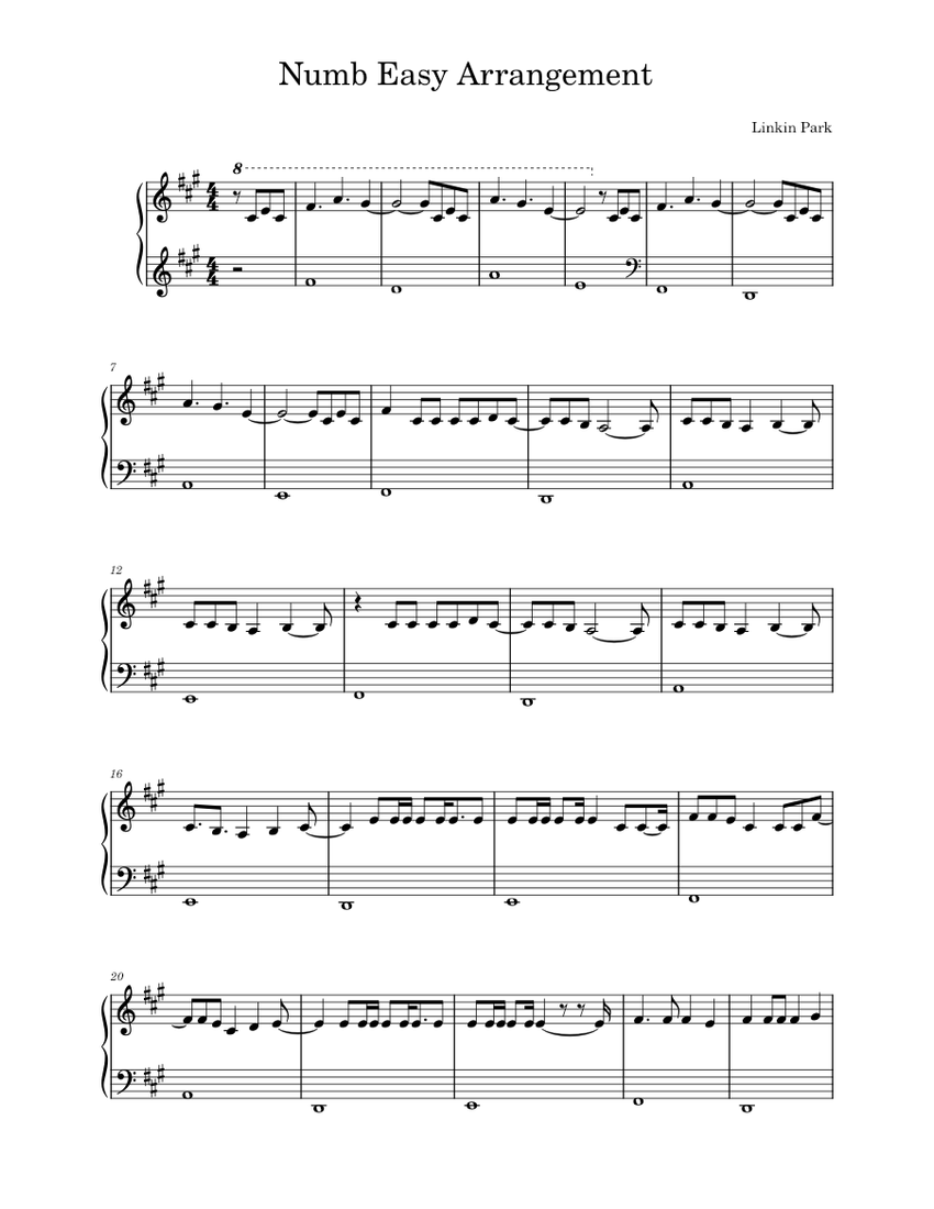 Numb – Linkin Park - Easy Sheet music for Piano (Solo) | Musescore.com
