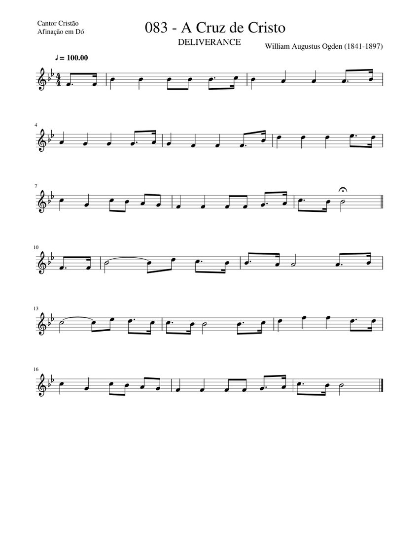 083 A Cruz de Cristo Sheet music for Flute (Solo) | Musescore.com