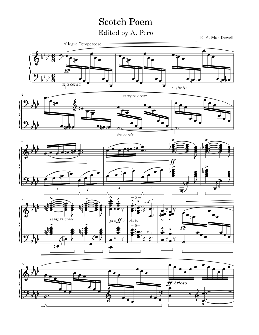 Scotch Poem, Op. 31, No 2 – E. A. Mac Dowell Sheet Music for Piano ...
