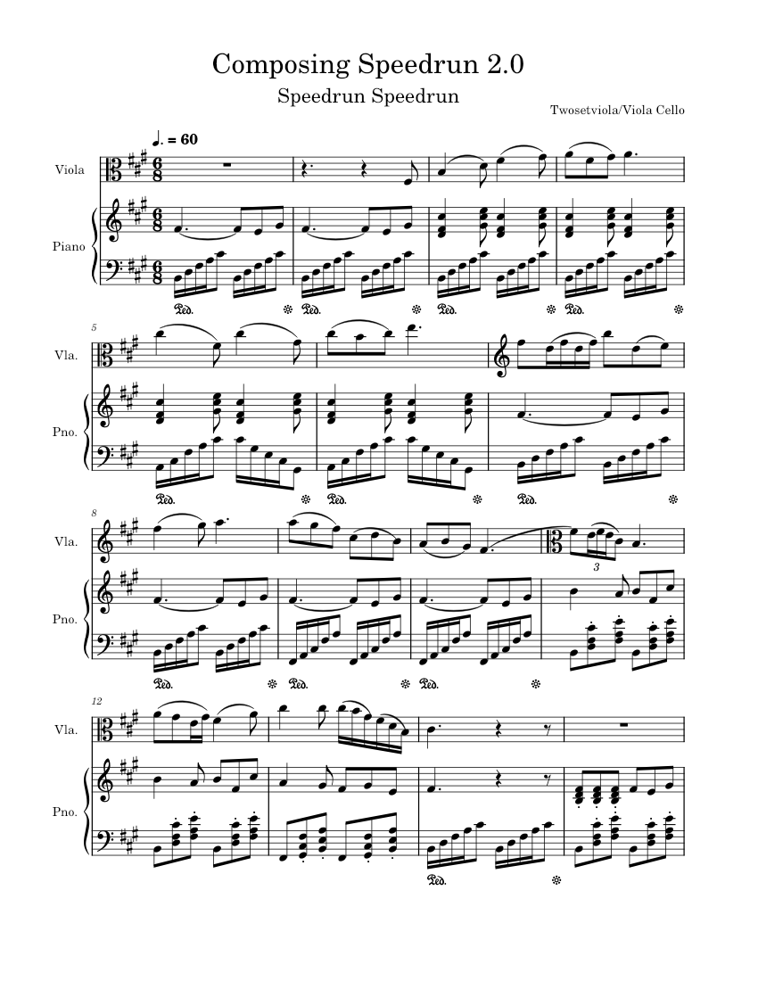 Speedrun Faster Than Mexican Dream Sheet music for Piano, Viola (Solo ...