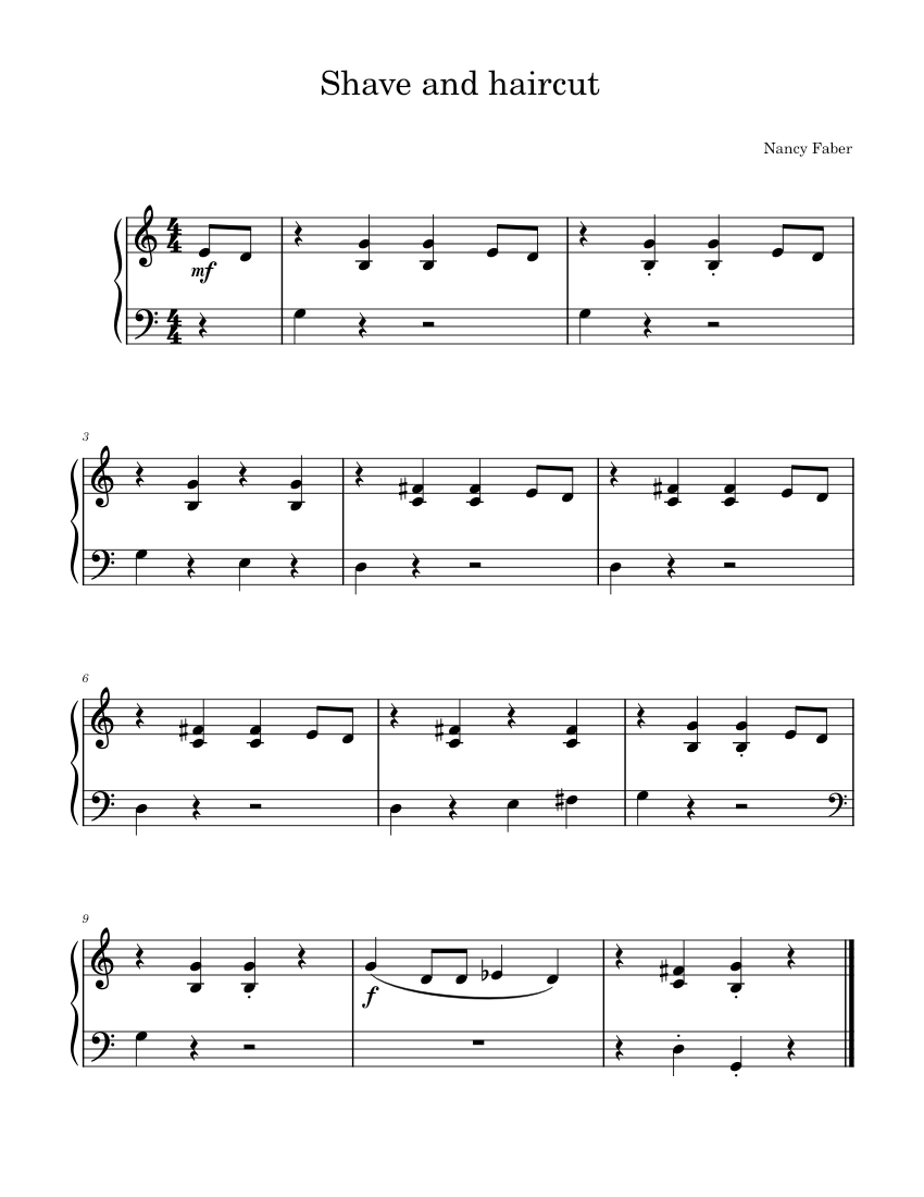 Shave and a haircut – Misc Traditional Sheet Music for Piano (Solo ...