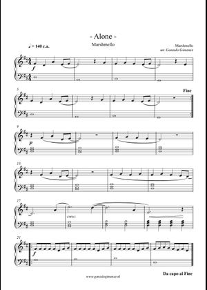 Marshmello - Alone Sheet music for Piano (Solo) Easy | Musescore.com