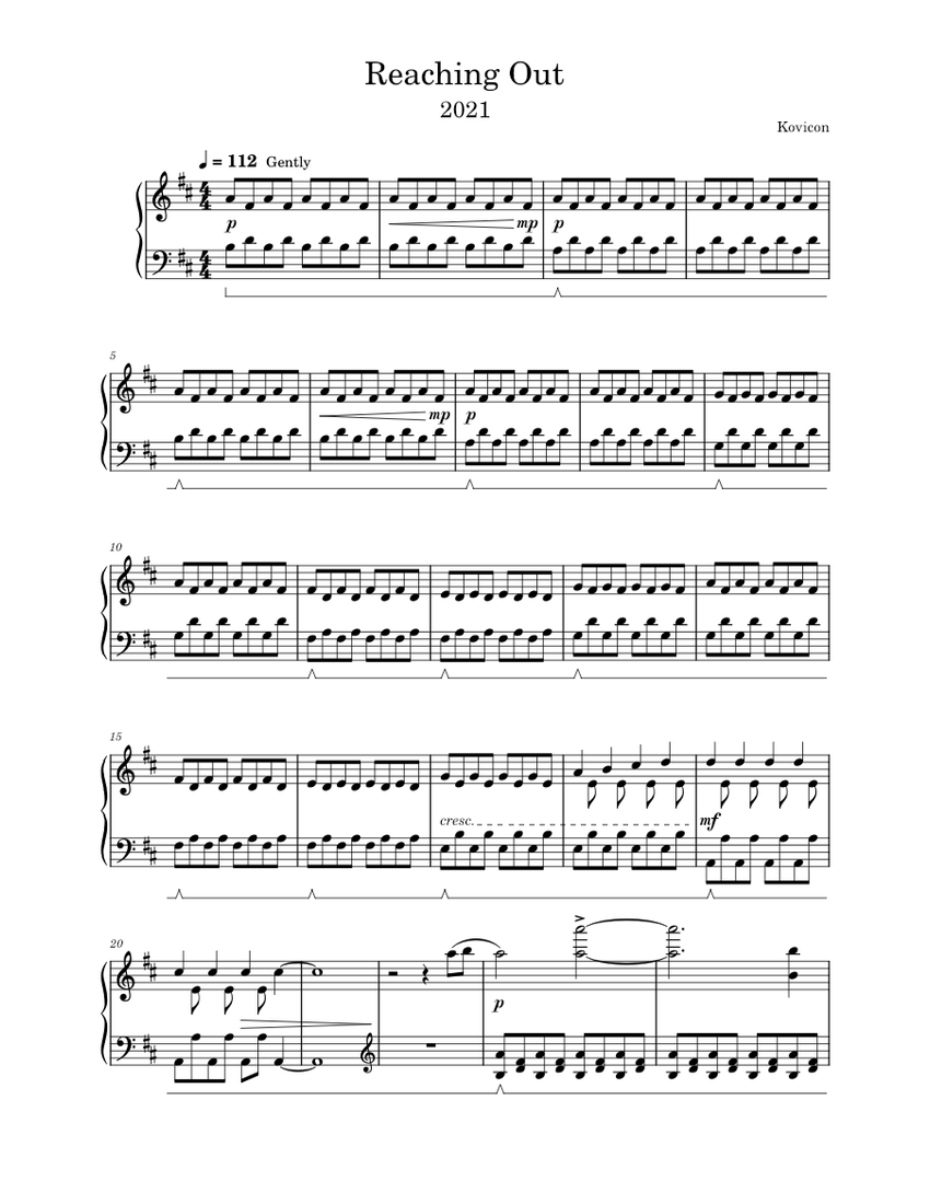 Reaching Out Sheet music for Piano (Solo) | Musescore.com