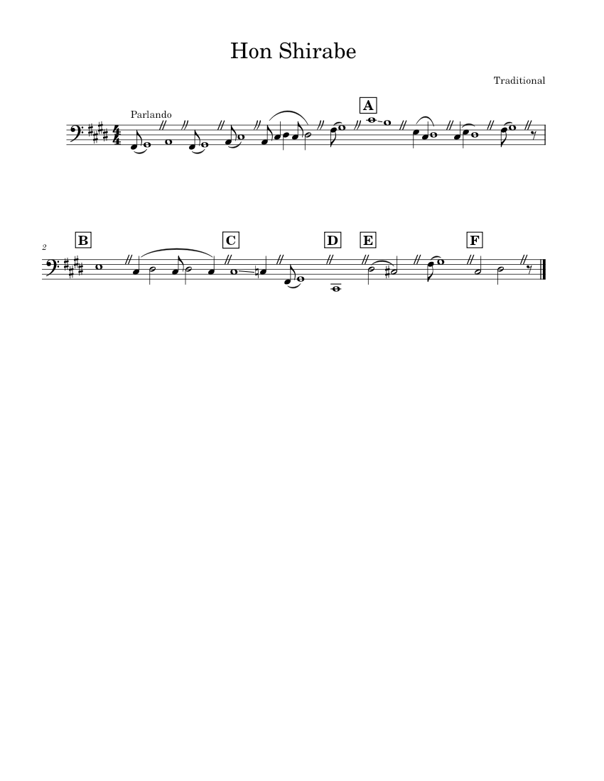 Hon Shirabe Sheet Music for Cello (Solo) | MuseScore.com