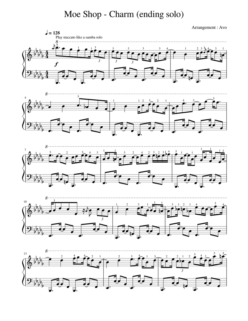 Moe Shop - Charm ft. Puniden Sheet Music for Piano (Solo) Easy ...