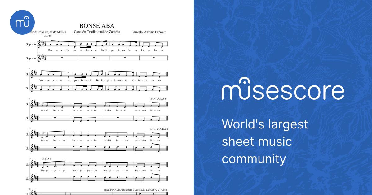 BONSE ABA versión coro Cajita de Música Sheet music for Soprano (Choral ...