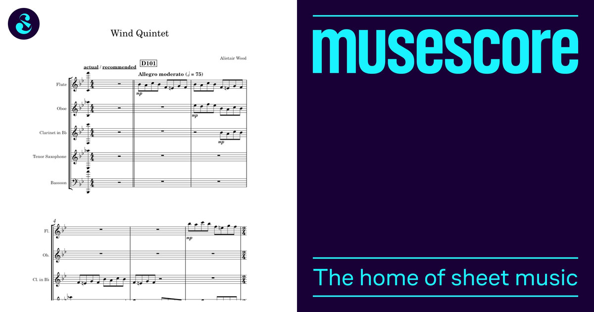 Wind Quintet draft Sheet music for Flute, Oboe, Bassoon, Saxophone ...