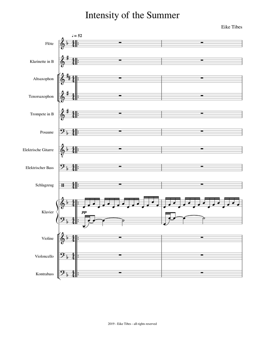 Intensity of the Summer Sheet music for Piano, Trombone, Flute ...
