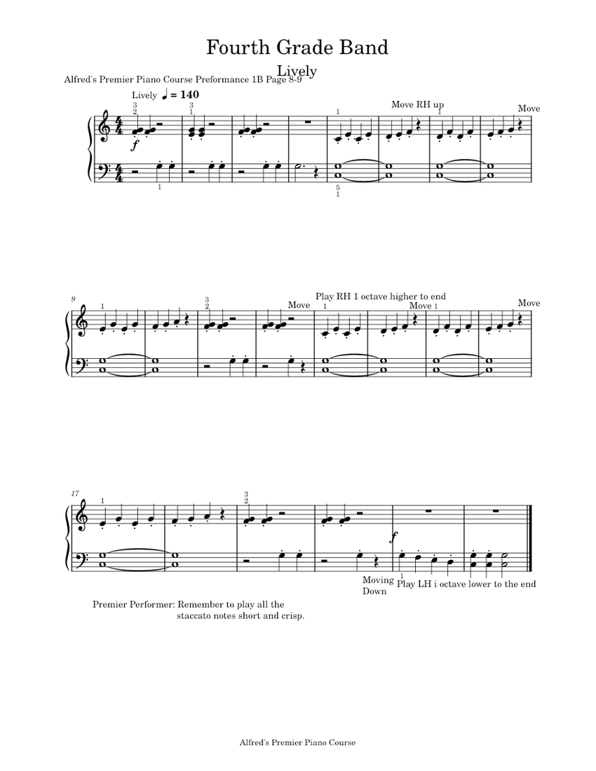 Fourth Grade Band Sheet Music for Piano (Solo) Easy | MuseScore.com