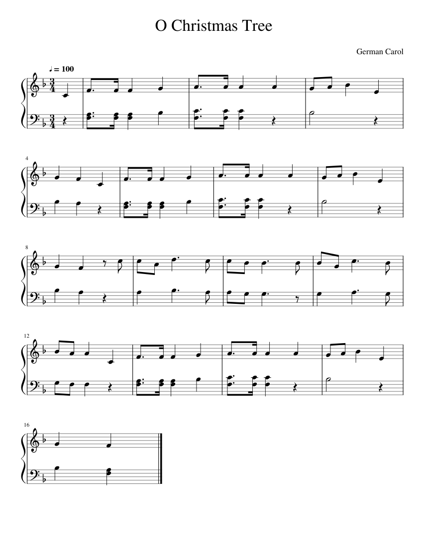 O Christmas Tree Sheet Music for Piano (Solo) easy | MuseScore.com