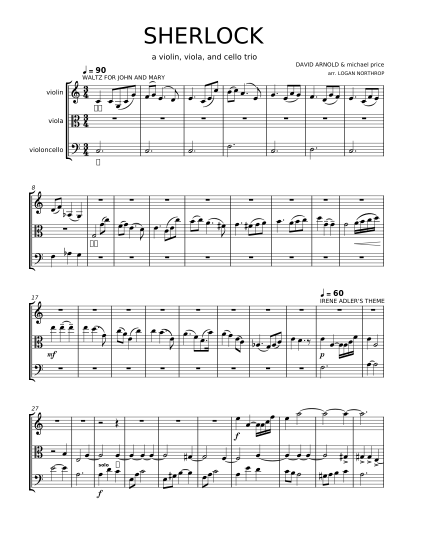 Sherlock bbc theme – Misc Television Sherlock String Trio - piano tutorial