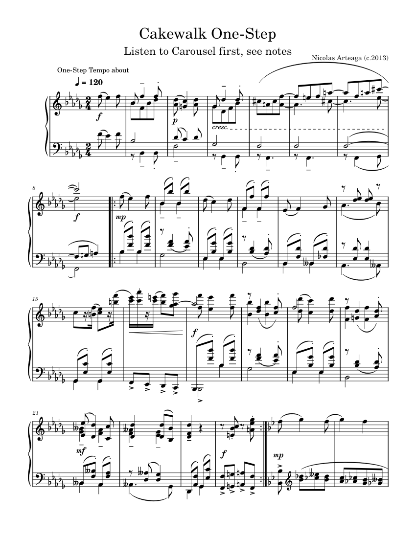 Cakewalk One-Step Sheet music for Piano (Solo) | Musescore.com