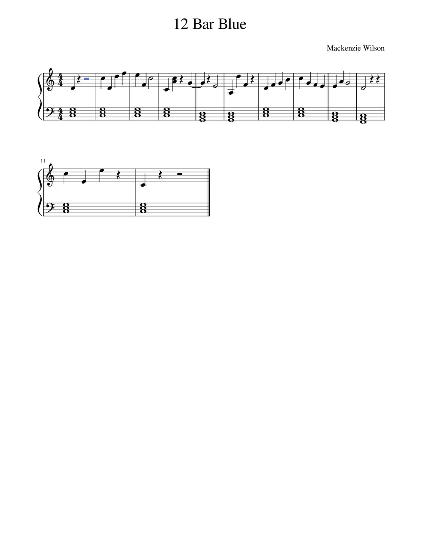 12 Bar Blue Sheet music for Piano (Solo) Easy | Musescore.com