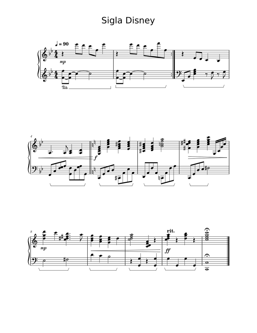 Sigla Disney Sheet music for Piano (Solo) | Musescore.com