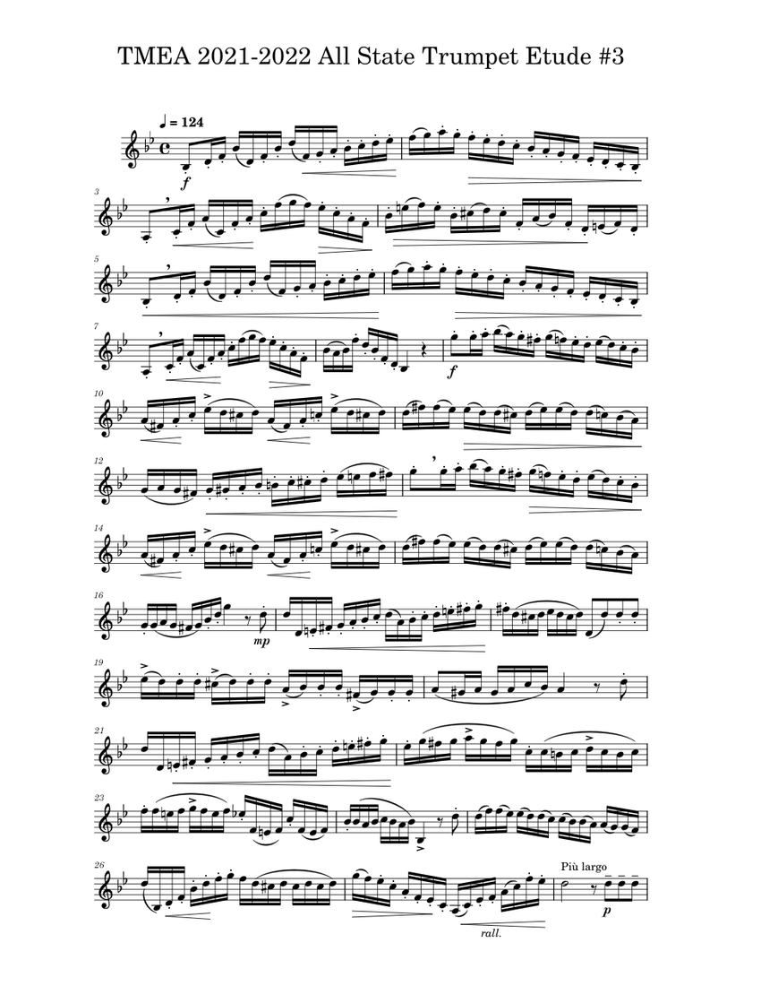 TMEA_2021-2022_All_Region_Trumpet_Etude_#3 Sheet music for Trumpet ...