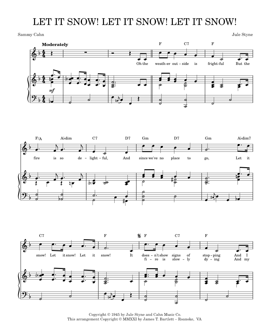 Let It Snow! Let It Snow! Let It Snow! Sheet music for Piano, Clarinet ...