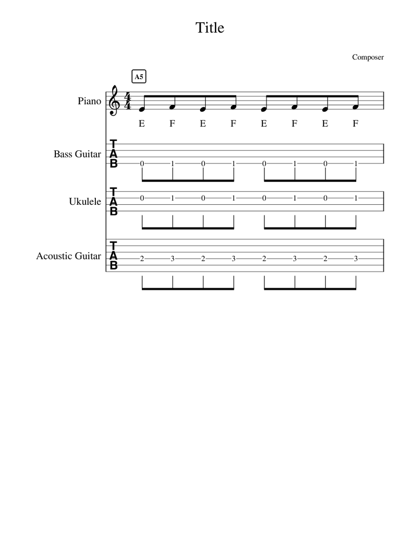 Jai Ho Sheet Music for Piano, Guitar, Bass guitar, Ukulele (Mixed ...
