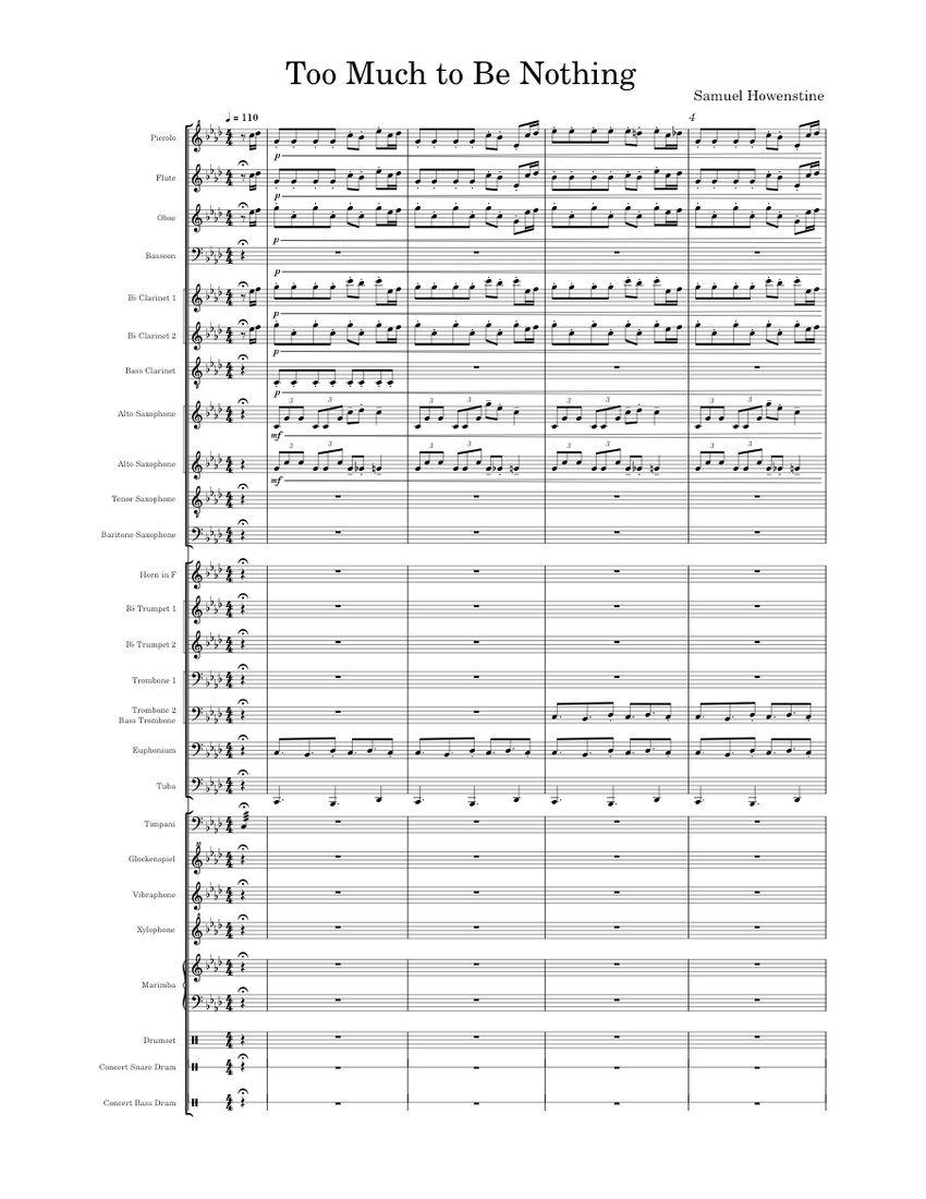 Too Much to Be Nothing Sheet music for Trombone, Euphonium, Tuba, Flute ...