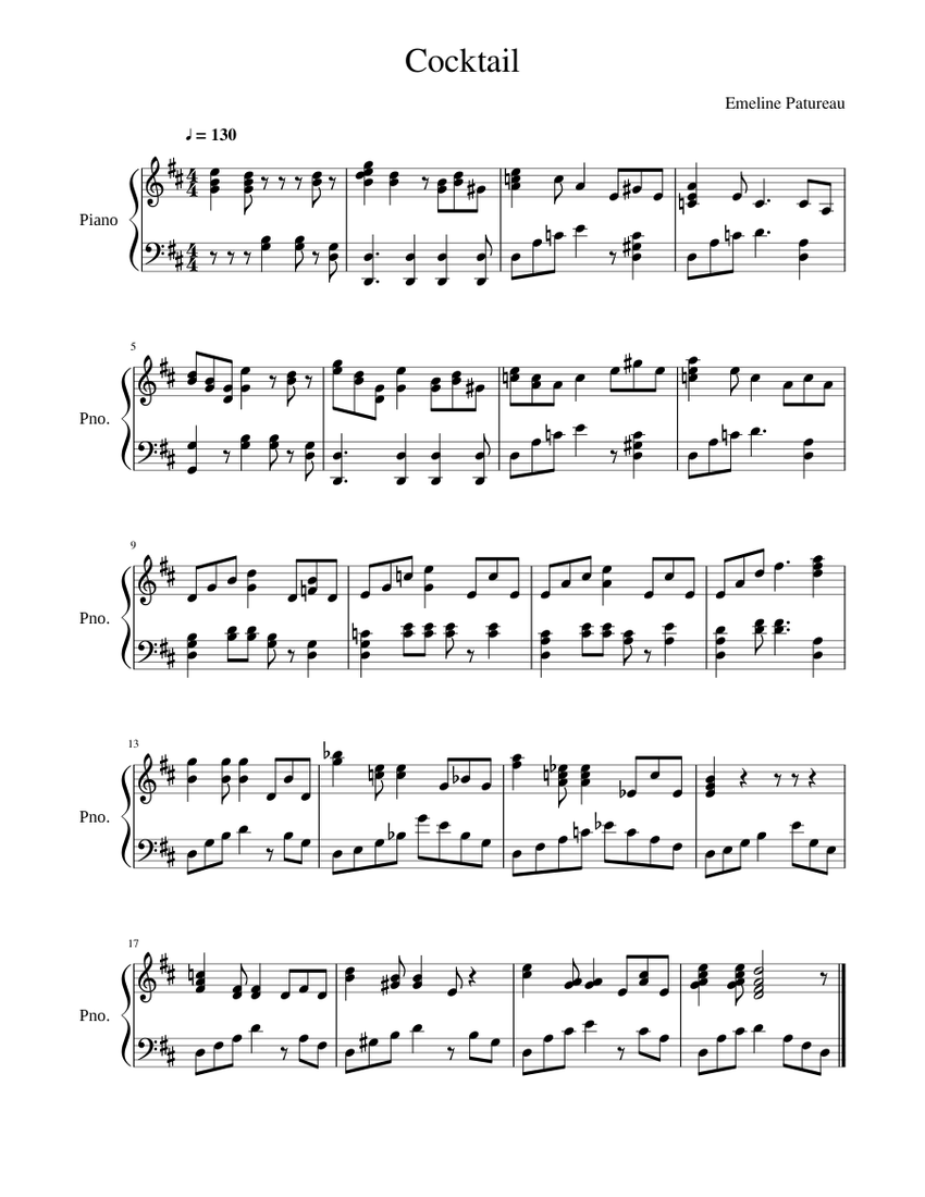 The Cocktail - Misc tunes Sheet Music for Piano (Solo) | MuseScore.com
